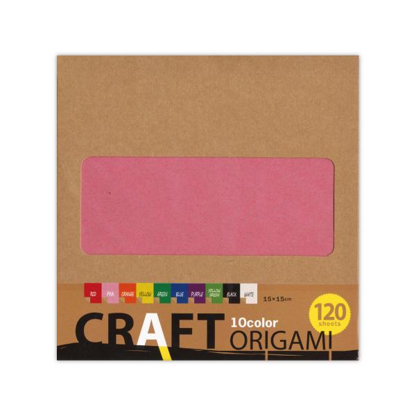 クラフト紙のおりがみです。たっぷり使える120枚入り。●サイズ：横150×縦150mm●120枚（10色×12枚入）箱入り●裏面はクラフト※ご利用の環境により、実物の色と異なる場合がございます