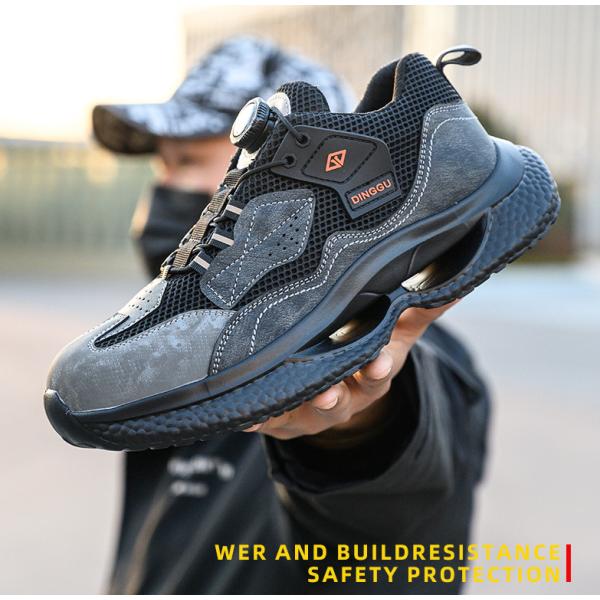 安全靴 スニーカー 作業靴 メンズ レディース 鋼先芯 つま先保護 ケブラー中底 ダイヤル式 厚底 軽量 通気 防滑 耐磨耗 衝撃吸収 快適 簡単脱着 24.0~27.5cmメイン素材: 合成素材ソール:ゴム留め具の種類: 紐カラー: グレ...