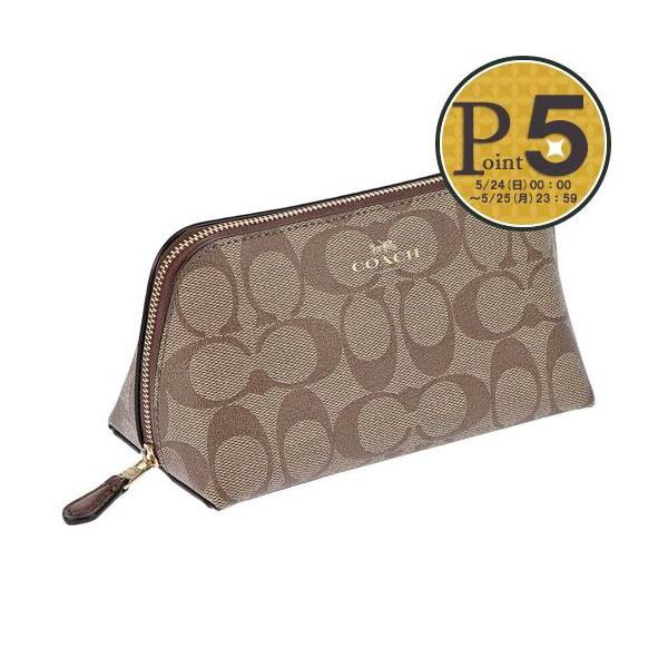 コーチ COACH人気のシグネチャー柄のシンプルなポーチです。開け口を大きく開けられるので出し入れもスムーズ！コスメなどの小物の整理整頓に重宝するアイテムです。【サイズ（約）】縦/約10cm横/約17cm(下部）マチ/約8cm【仕様】開閉/...