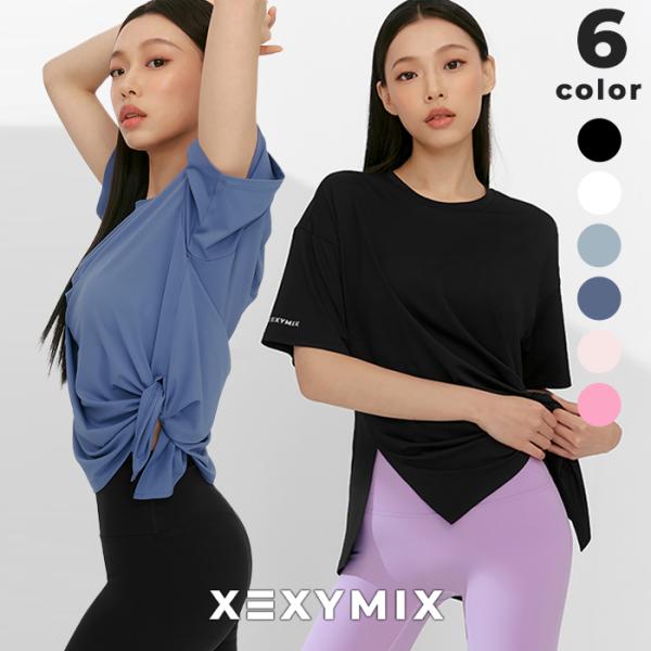 【OUTLET】ゼクシィミックス xexymix 半袖 アシンメトリー ヒップカバー Tシャツ 吸汗速乾 接触冷感 ヨガウェア トップス ピラティスウェア スポーツウェア レディース トレーニングウェア ランニングウェア ジムウェア ゼクシ...
