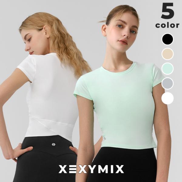 ゼクシィミックス xexymix 半袖 クロップド丈 スリムフィット Tシャツ ヨガウェア トップス レディース ピラティスウェア スポーツウェア トレーニングウェア フィットネスウェア ランニングウェア ジムウェア ゼクシーミックス XX...