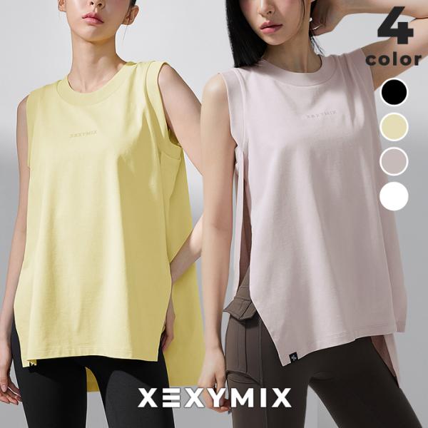 ゼクシィミックス xexymix ノースリーブ ディープスリット ヨガウェア トップス ヨガトップス ピラティスウェア スポーツウェア レディース トレーニングウェア ランニングウェア ジムウェア ゼクシーミックス XFK2TE1102