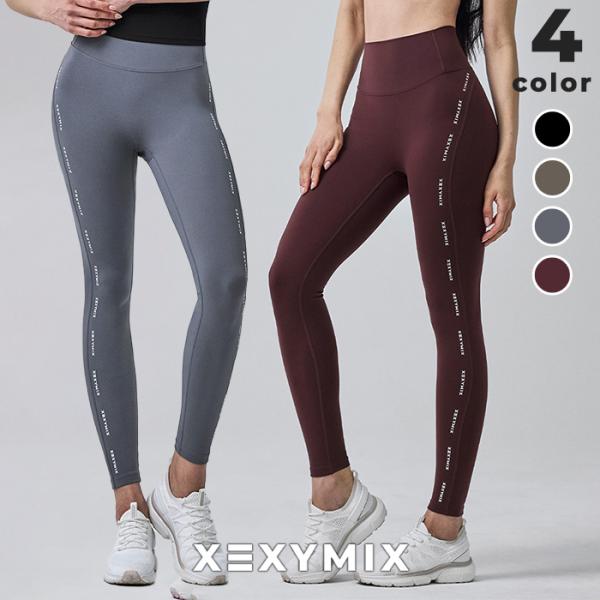 ゼクシィミックス xexymix レギンス UVカット ランニングレギンス レディース ヨガレギンス ヨガパンツ ヨガウェア ピラティスウェア スポーツウェア トレーニングウェア フィットネスウェア ジムウェア レタリングロゴライン ゼクシ...