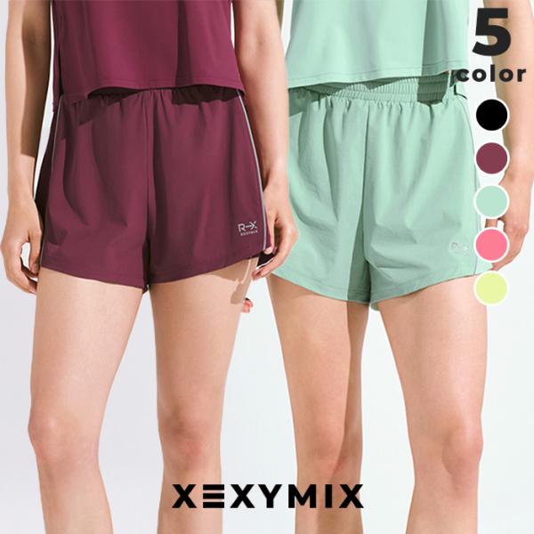 ゼクシィミックス xexymix ショートパンツ インナーショーツ付き ハーフパンツ レディース ランニングウェア ボトムス メッシュ リフレクターロゴ 夜ラン ヨガパンツ ヨガウェア トレーニングウェア フィットネスウェア ジムウェア ゼ...