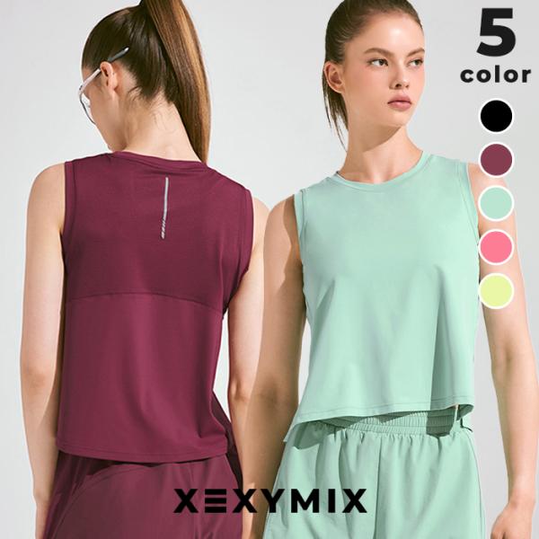 ゼクシィミックス xexymix ノースリーブ レディース メッシュ ランニングウェア トップス UVカット リフレクター入り ランニング 夜ラン ヨガウェア トップス ヨガトップス ピラティスウェア スポーツウェア トレーニングウェア ジ...