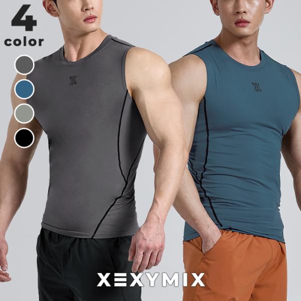 xexymix ゼクシィミックス スポーツウェア Mens メンズ XT0108T ノースリーブ スリーブレス トップス ストレッチ フィットネス ジム トレーニング ワークアウト ランニングタイトフィットが筋肉をサポートしてパフォーマンス...