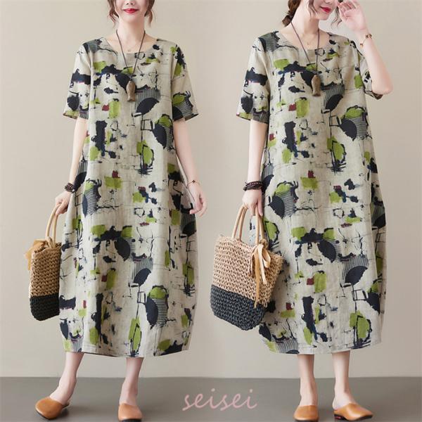 ■商品コード：SOPS050■素材：棉麻■カラー：写真色■サイズ：M：   着丈約110cm   バスト約98cm       袖丈約29cm   肩幅約39cmL：    着丈約111cm   バスト約102cm     袖丈約30cm　...