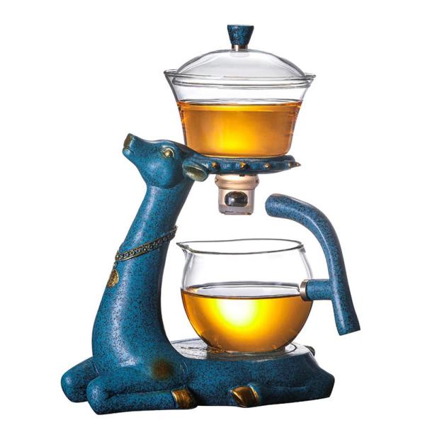 *デザイン：この半自動茶メーカーの外観は鹿の形をしています。より雰囲気のある手描きのゴールドで装飾されています。カバーと底が底から分離されているので、お手入れも簡単です。*使いやすさ：水が1秒で流れるのを待つ必要がなく、便利で速く、お茶は冷...