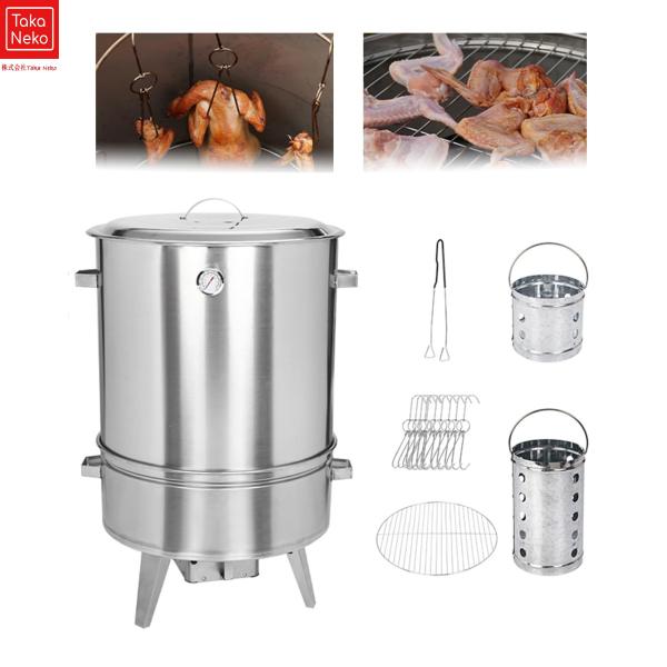 家庭用無煙バーベキュー吊りストーブ バーベキュー コンロ bbq コンロ ポータブル縦型炭火スモーカーグリルバレルグリル屋外屋内キャンプ無煙炭火バーベキューグリル 360°全方向ロースト 垂直式バーベキュー吊り下げ式 バーベキュ