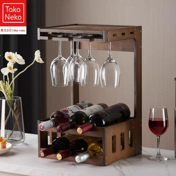 【高品質】この自立型ワインラックは、上質な竹材を使用。きめ細やかで自然な風合い、頑丈で耐久性があり、高い耐荷重性を備えています。【大容量】ワインボトル6本とワイングラス6個を同時に収納できます。上部の収納台には花瓶やコルク抜きなどを置くこと...