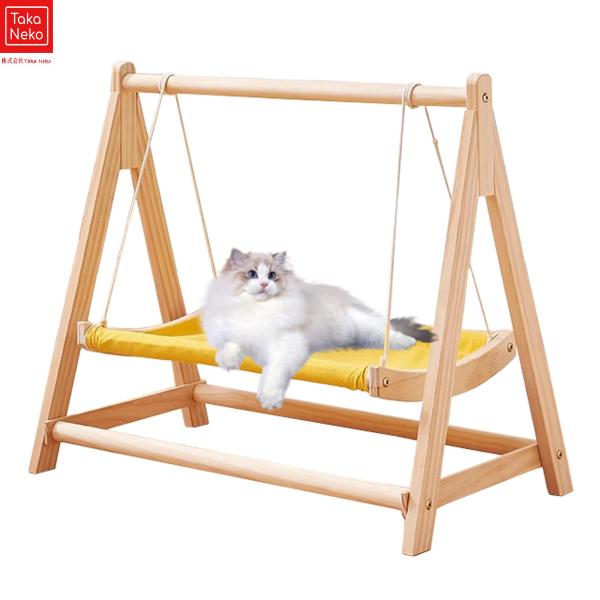 猫ブランコ 木製 猫用ベッド ハンモック キャットタワー 猫ハンモック 猫 ハンモック 自立式 猫用ハンモック ペットベッド 猫 ハンモック ケージ用 猫 ベッド 1/2段吊りはんもっく 休憩 日光浴 オールシーズン対応本製品はxixi68...