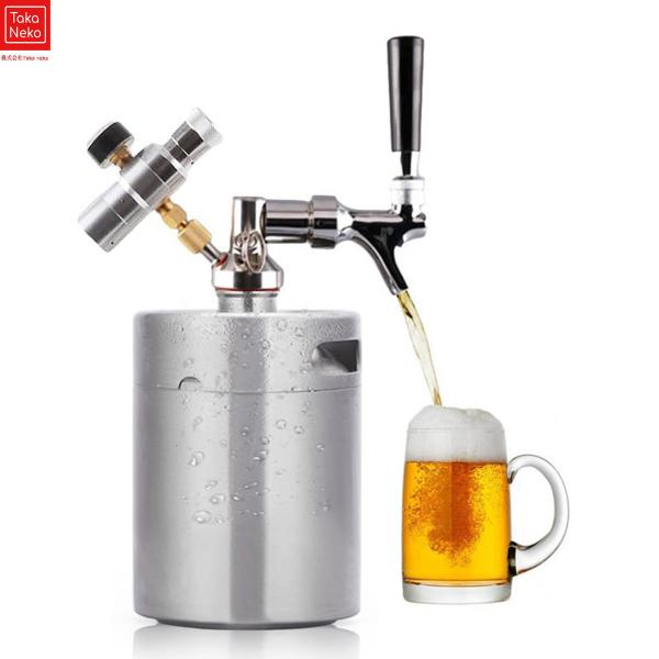 加圧ミニビール樽 ビールディスペンサーシステム 304ステンレス鋼 取り外し可能な蛇口とレギュレーター付き 洗浄簡単 食品級素材 耐久性 業務用 家庭用 クラフト ドラフト 自家製★本製品はyoyo68-stroeのみが独占販売しております...