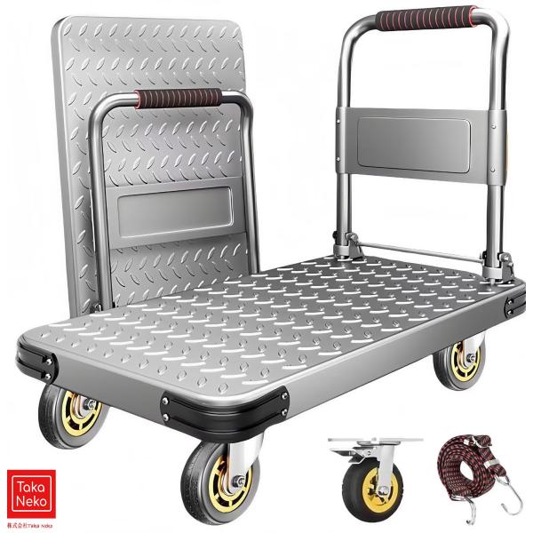 【商品仕様&amp;amp;折りたたみ式台車】 サイズ：幅90CM×奥行60CM、全体の耐荷重能力は1200KGに達することができます。 （注意）製品の取り付けは簡単で、 製品の詳細ページに取り付け画像を掲載しています。【高品質のトロリーボ...