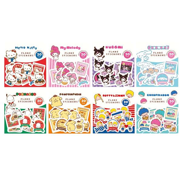 昔ながらのレトロパッケージをイメージしたお菓子文具シリーズ「サンリオキャラクターズおやつパーティー」<br>お手紙やプレゼントの封留め、手帳デコにおすすめの和紙フレークシールです<br>裏面はスリット入りで剥がしやす...