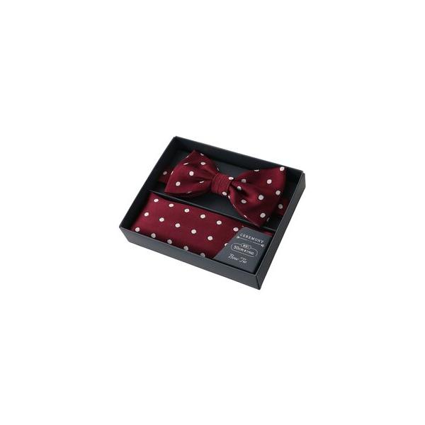 【仕様】【蝶ネクタイ】、リボン:約7.0×11.0cm、首周り:50cmまで対応、【チーフ】、約23.0×23.0cm【色】レッド系【柄】ドット【ブランド】-【素材】シルク:100%【サイズ】3