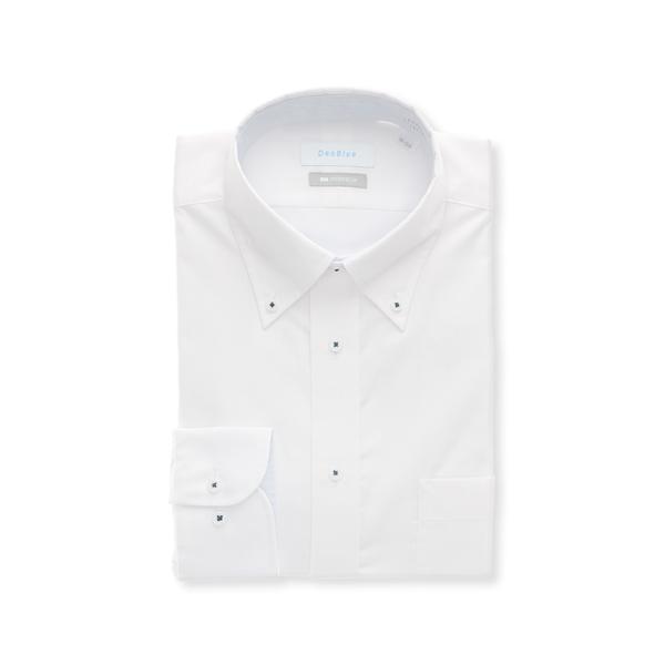 【仕様】長袖、ボタンダウン、サイドプリーツ【色】ホワイト系【柄】織柄【機能】NON IRONTECH(形態安定加工)、瞬間消臭、OEKO-TEX【ブランド】Deo-Blue【着用シーズン】オールシーズン【素材】ポリエステル:60%、綿:40...