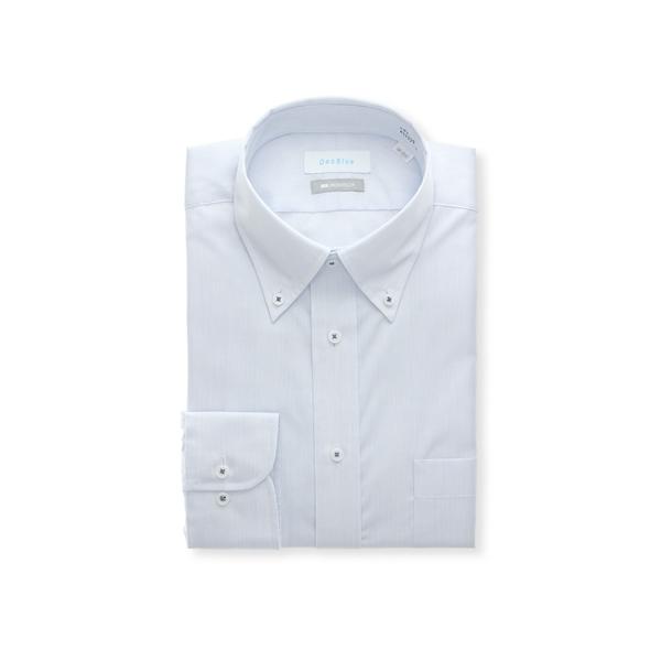 【仕様】長袖、ボタンダウン、サイドプリーツ【色】ブルー系【柄】ストライプ【機能】NON IRONTECH(形態安定加工)、瞬間消臭、OEKO-TEX【ブランド】Deo-Blue【着用シーズン】オールシーズン【素材】ポリエステル:60%、綿:...