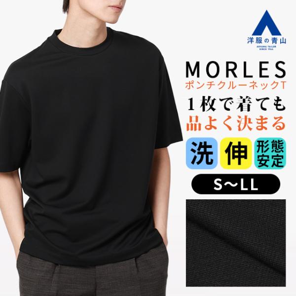 【仕様】半袖、クルーネック【色】ブラック系【柄】無地【機能】ウォッシャブル【ブランド】MORLES【着用シーズン】春夏【素材】レーヨン:71%、ナイロン:21%、ポリウレタン:8%【サイズ】S、M、L、LL