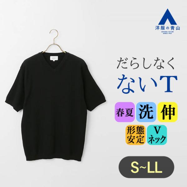 【仕様】半袖、ニットTシャツ、Vネック【色】ブラック系【柄】織柄【機能】ウォッシャブル【ブランド】MORLES【着用シーズン】春夏【素材】ポリエステル:65%、綿:35%【サイズ】S、M、L、LL【キーワード】トップス 男性
