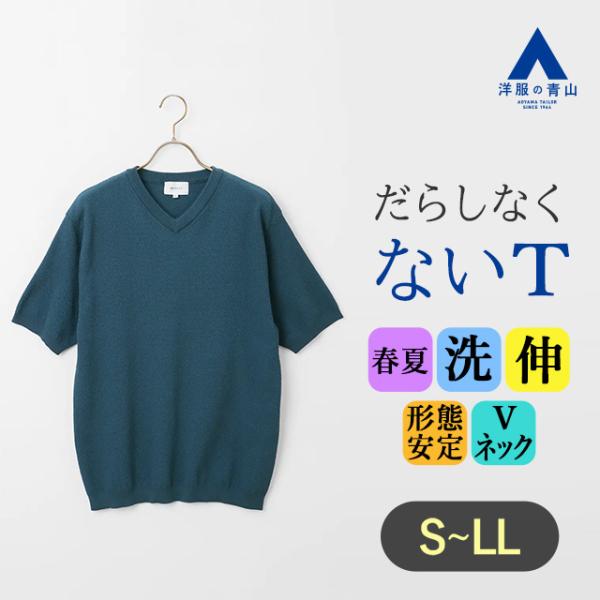【仕様】半袖、ニットTシャツ、Vネック【色】ブルー系【柄】織柄【機能】ウォッシャブル【ブランド】MORLES【着用シーズン】春夏【素材】ポリエステル:65%、綿:35%【サイズ】S、M、L、LL【キーワード】トップス 男性