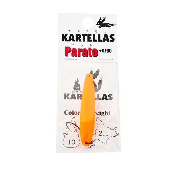 表層をデッドスローに引く事を可能にし、脅威のスローフォールが武器の新型プラスチックスプーンKARTELLAS Parato +GF30カルテラス パラト+GF30●Weight：2.1g●Color：オレンジ