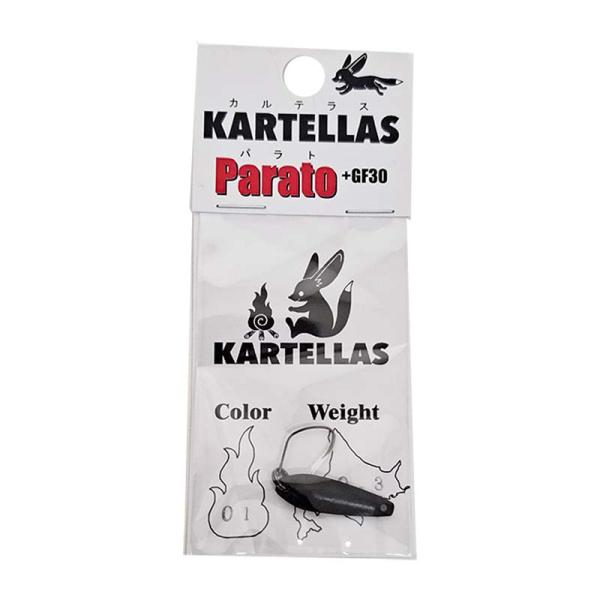 表層をデッドスローに引く事を可能にし、脅威のスローフォールが武器の新型プラスチックスプーンKARTELLAS Parato +GF30カルテラス パラト+GF30●Weight：0.3g●Color：#01 ブラック