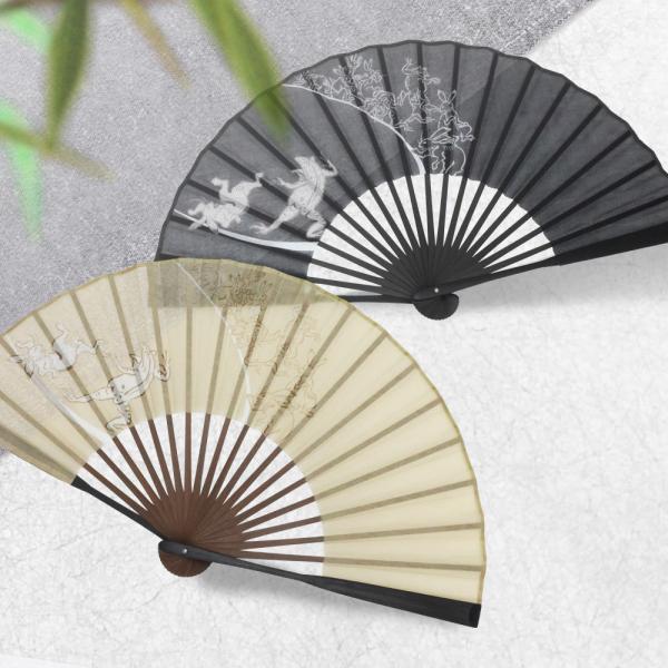 カラー：ベージュ・ブラック種別：男性用 扇子扇面：綿100％扇骨：竹扇子袋：ポリエステル100％扇子を広げた時の大きさ（縦×横）：約22×39cm男性 父の日 ギフトランキング 父の日プレゼント 誕生日 敬老の日 ギフト 無地 扇子袋 収納...