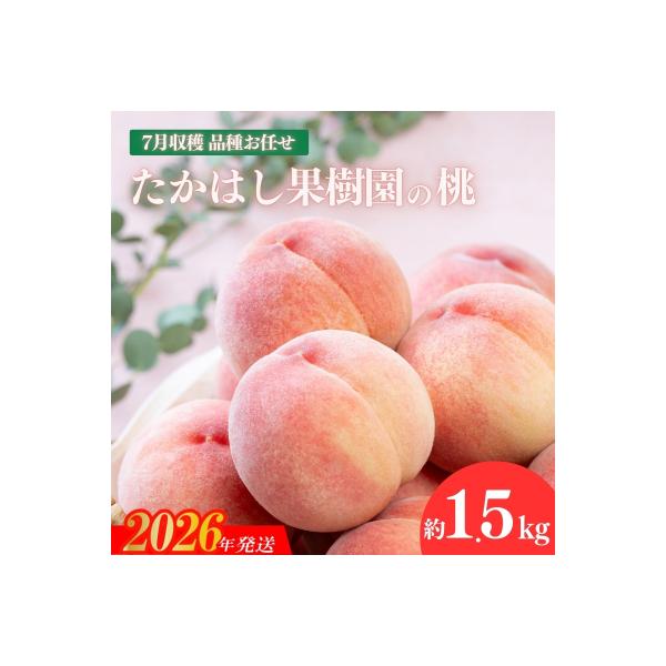 ■お礼品詳細　・事業者：たかはし果樹園　・内容量：約1.5kg　・賞味期限：発送日+3日程度　・配送方法：冷蔵便　・アレルギー：もも■お申し込み・配送・その他　・発送時期：2026年7月上旬から2026年7月下旬発送予定（お届け時間帯指定可...