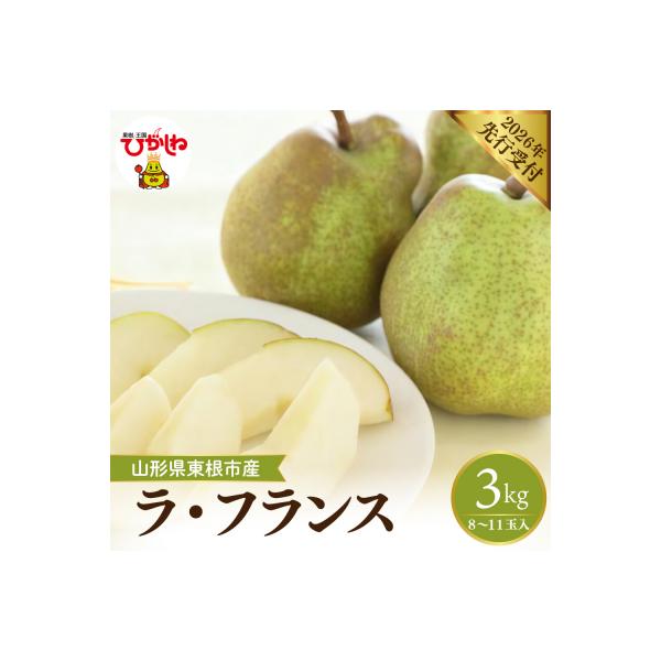 ■お礼品詳細　・容量：ラ・フランス 約3kg (8〜11玉入)　・賞味期限：発送日含め7日程度※生ものですのでお早めにお召し上がりください。　・保存方法：到着してすぐが食べ頃とは限らないため常温で追熟させ、柔らかさ、香り等から食べ頃を判断く...