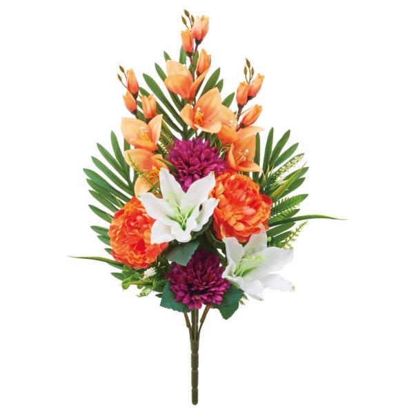 【商品仕様】(素材)全長60幅33(ポリエステル・ポリエチレン)※単位はcmです( asc2025 )( allp5 )( 15asoh )( 15_asoh )( allp5 )( fnrlkw ) 花束 仏壇 お墓 紫 白 ホワイト パ...