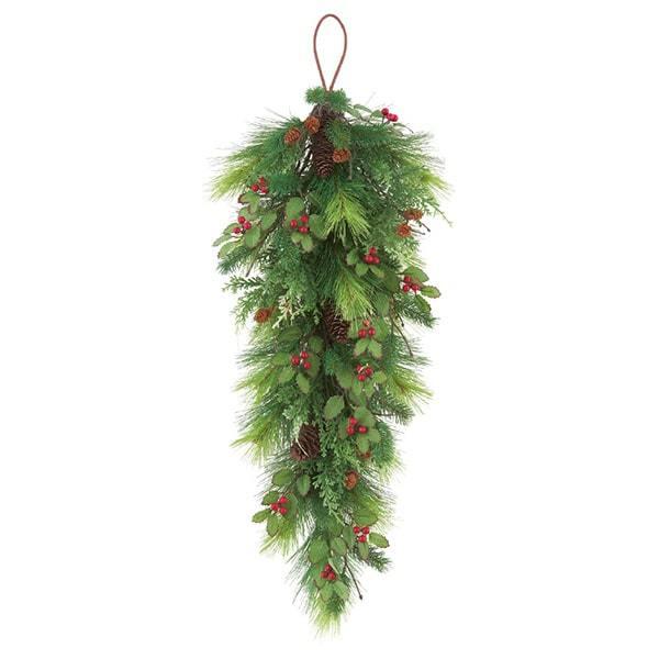 【商品仕様】(素材)全長80 横幅35 (PVC・ポリエチレン・ポリエステル・スチロール・自然素材)※単位はセンチ(10_dras)( chrsmstr )( 15_asoh )( allp5 )|null| 造花 クリスマスリース スワッ...