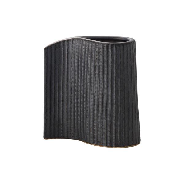 【商品仕様】幅22×奥行11×高さ23cm(口径：幅12.5×奥行9cm)素材：ストーンウェア・釉薬・内側ペイント【お伝えしたいこと】※釉薬の特性上、発色に個体差があります。鈍く光る独特のメタリックな釉薬仕上げが特徴のシックな花瓶です。マッ...