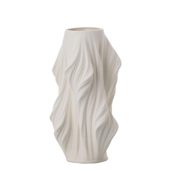 【商品仕様】幅18cm奥行18cm高さ34cm口径9.5cm素材：ストーンウェア・練り込み※デジタル陶芸とよばれる3Dプリント技術で作られています。 白 ホワイト マット コンポート インテリア 花資材 花器 ベース アレンジ 安い 装飾 ...