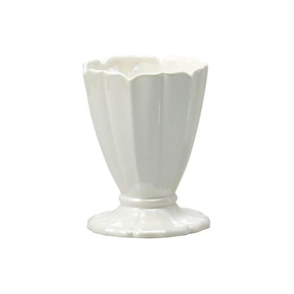 【商品仕様】最大径10cm 高さ13cm素材：磁器/釉薬・メッキ仕上※吸水フォームの1/6ブリックがはまります。 ホワイト 白基調 コンポート インテリア 花資材 花器 ベース アレンジ 安い 装飾 フラワーアレンジメント 土台 母の日 結...