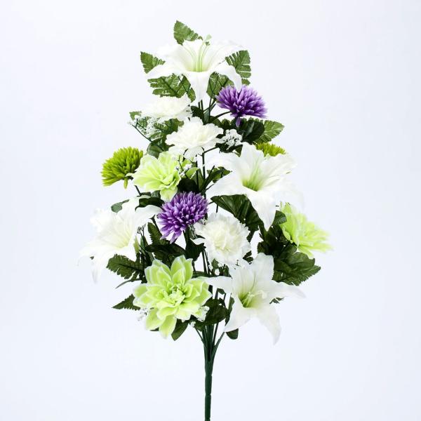 【商品仕様】(素材)幅34cm全長60cm(ポリエステル・ポリエチレン)( allp5 )( fnrlkw ) 仏花 造花仏花 お供え花 供花 墓花 盆花 お盆 お彼岸 お葬式 お悔やみ花 仏事 フューネラル フェイク仏花 暑さに強い 枯れ...