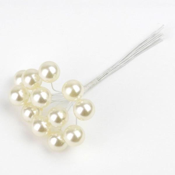 【商品仕様】（素材）ビーズ直径1.2cm/ワイヤー4~6cm(ポリエチレン・ポリエステル・PVC)(allp5 ) 木の実 アレンジ資材 ホワイト 白 ベリー ベリーピック 光沢 パール パール調 パール風 パーツ アレンジメント コサージ...