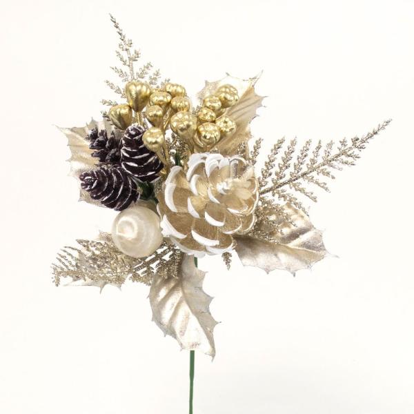 【商品仕様】（素材）幅13cm/全長19cm(ポリエチレン・ポリエチレン・ファブリック)※本商品は一部グリッター素材を使用しています。( xmspic )(allp5 ) ベリー 木の実 松ぼっくり まつぼっくり ホーリー 柊 ヒイラギ ゴ...