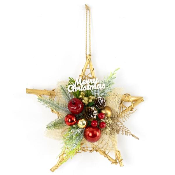 【商品仕様】（素材）幅26cm/全長25cm(ポリスチレン・PVC・フェザー)※本商品は一部グリッター素材を使用しています。( cmwrtr )(allp5 ) クリスマスリース 星型 星形 クリスマスインテリア 壁掛け クリスマスツリー ...