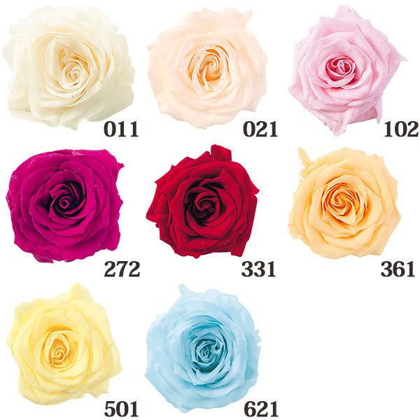 【商品サイズ】花径約2.5~3.3cm花丈約2cm1箱16輪※高温多湿・直射日光は色あせの原因になりますのでなるべくお避け下さい。温度が高い場所では染料が表面や切り口から漏れる恐れがあります。衣服を汚す恐れがありますので十分ご注意ください。...