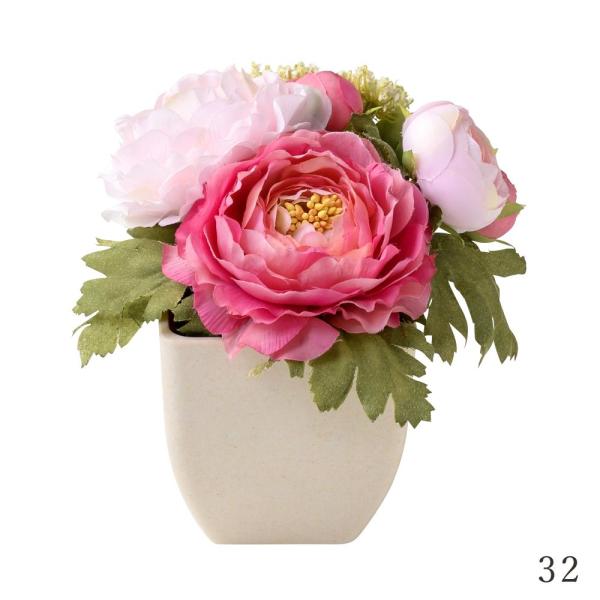 【商品仕様】(素材)横幅14cm全長16cm花器8.5cm角花器の高さ8.5cm(ポリエステル・ポリエチレン・ナイロン・ポリプロピレン・ワイヤー)※ポット付きなのでそのまますぐに飾れます( allp5 ) ボタン 牡丹 シャクヤク 芍薬 イ...