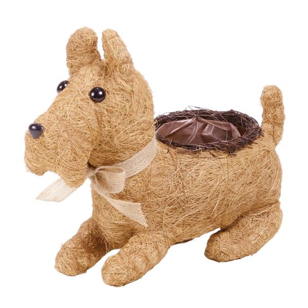 【商品仕様】全長32cm 幅13cm ポットまでの高さ13cm 全体の高さ25cm内寸：直径9.5cm 高さ9.5cm※3号ポット用※内側ビニール付※染色・ペイント等をしており、水濡れや摩擦によって色落ち等の可能性がある商品です。ご使用には...