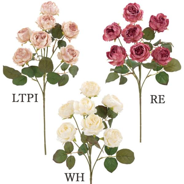 【商品仕様（素材）】全長55cm　花径5cm（ポリエステル・ポリエチレン・ワイヤー） ローズ バラ 薔薇 ばら rose ライトピンク ホワイト 薄ピンク モーブ 白 インテリア インテリアフラワー フェイクフラワー シルクフラワー インテ...