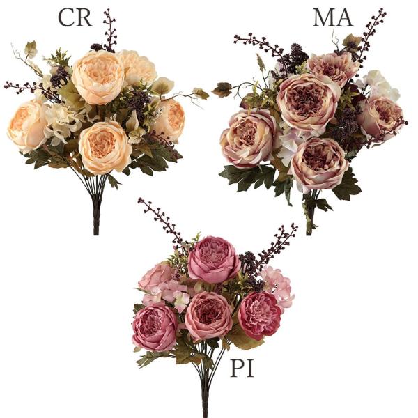 【商品仕様】全長52cm 花径7~11cm素材:ポリエステル・ポリエチレン・ワイヤー( allp5 )( bqet ) 花束 ブーケ キャベッジローズ バラ 薔薇 紫陽花 アジサイ くすみピンク インテリア インテリアフラワー フェイクフラ...