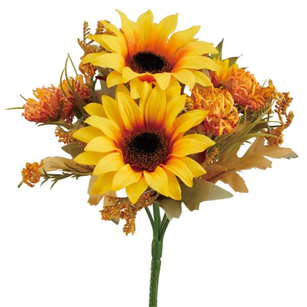 【商品仕様】（素材）全長22cm　花径4~8cm　幅17cm（ポリエステル・ポリエチレン・ワイヤー）( allp5 ) 向日葵 ヒマワリ ひまわり 南国 トロピカル インテリア インテリアフラワー フェイクフラワー シルクフラワー インテリ...