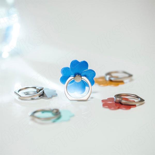 全9色可愛い四つ葉のクローバーのスマホリングカラー・ホワイト・ブラック・シルバー・グレイ・ゴールド・ピンクゴールド・レッド・ブルー・アップルグリーンスマホリング 花 おしゃれ バンカーリング スマホグリップ ホールドリング 四つ葉のクローバ...