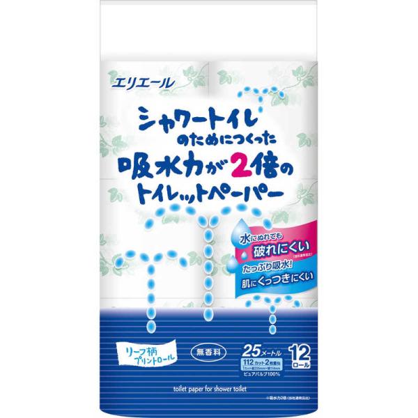 【発売日：2020年12月19日】大王製紙 Daio Paper 12　DAIO　PAPER　エリエール　シャワートイレ　ダブル　トイレットペーパー　トイレットペーパー1　のためにつくった吸水力が2　パック　ロール　吸水力2倍　個入　大王製...