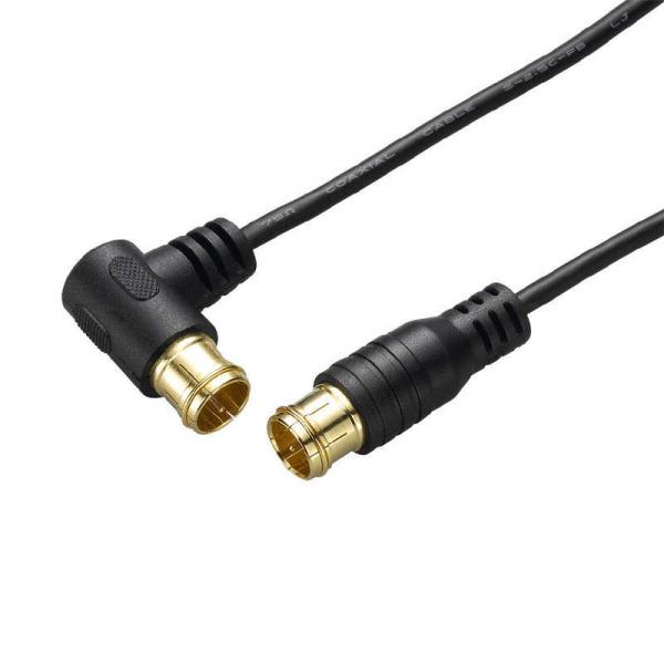 【発売日：2019年04月24日】YAZAWA ヤザワ アンテナケーブル アンテナコード アンテナ線 テレビ接続 テレビ用 L型プラグ 省スペース S型 ストレートプラグ ストレートケーブル 10m 4K・8K対応 AT48LS100BK ...