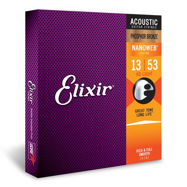 【商品名】　Elixir エリクサー アコースティックギター弦 NANOWEB フォスファーブロンズ HD Light .013-.053 #16182 【商品説明】　・「HD Light」ゲージは、くっきりと際だった高音と厚みのあるリッチ...