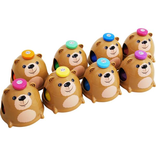 【商品名】　KC ミュージックベル (デスクベル) 8音 セット Bear Desk Bells MB-8DB 【商品説明】　・デスクベル“MB-8DB"は本体上部のボタン(ぼうし部分)を押すことで音が出るミュージックベル・ボタンの色で音階...