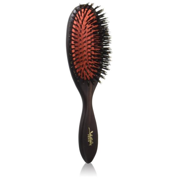 【商品名】　大阪ブラシ シャトリ 猪毛クッションブラシ 中 ヘアブラシ ブラック 6x6.5x22.1センチメートル (x 1) 【商品説明】　・内容量:1本・商品サイズ (幅×奥行×高さ) :60mm×65mm×221mm 【サイズ】　高...